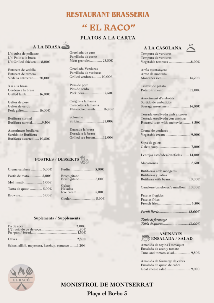 MENÚ – EL RACO