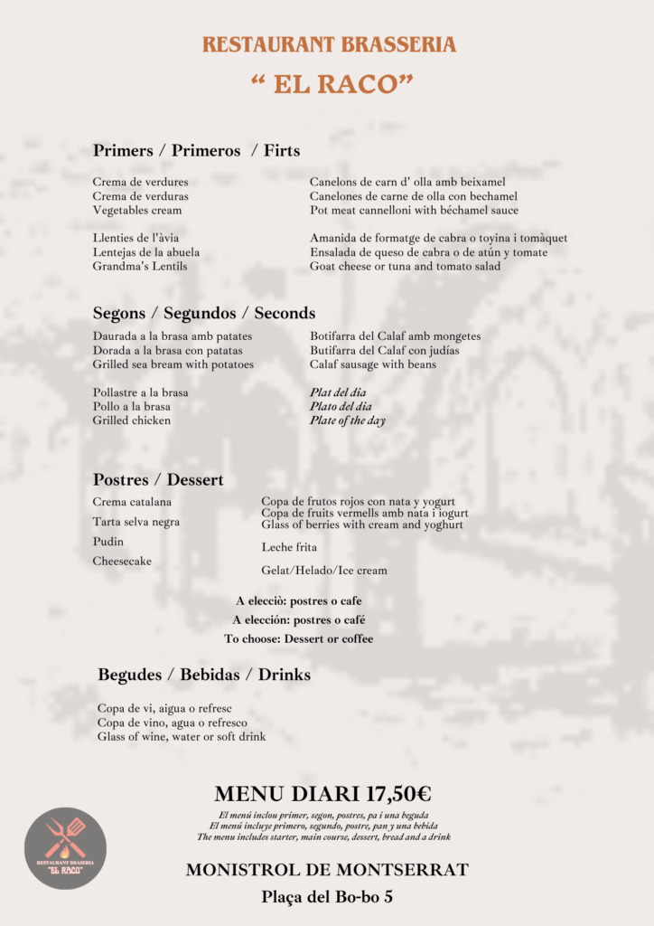 MENÚ – EL RACO